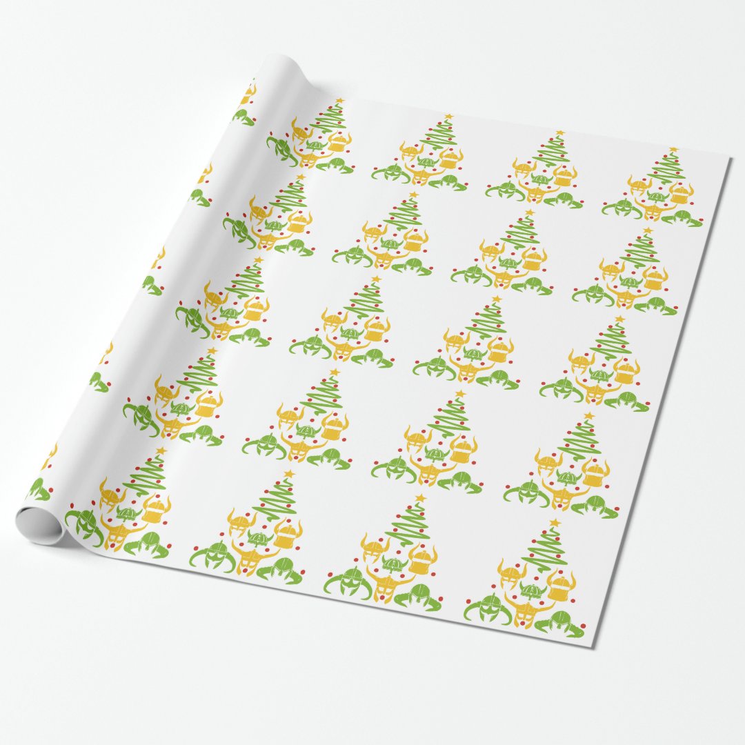 Viking Valhalla Christmas Tree Wrapping Paper | Zazzle