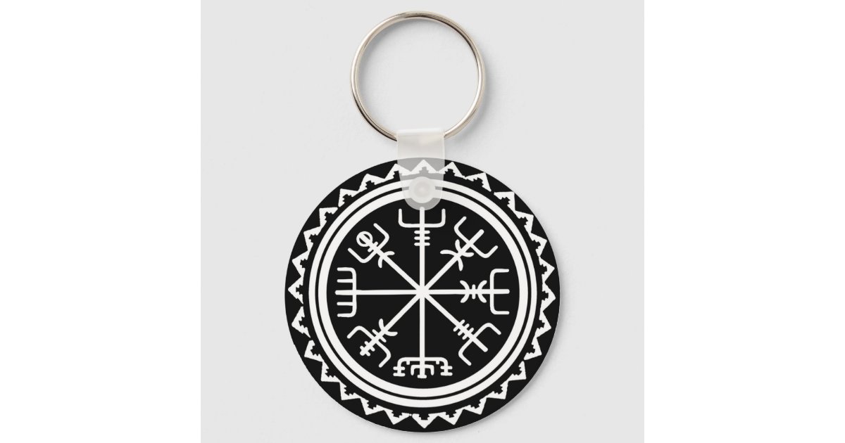 Viking Vegvisir Nautical Compass Keychain | Zazzle