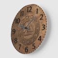 Viking Warrior Leather Print Large Clock | Zazzle