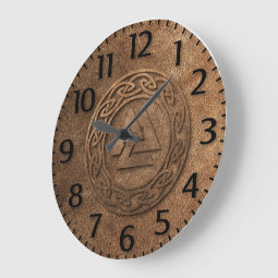 Viking Warrior Leather Print Large Clock | Zazzle