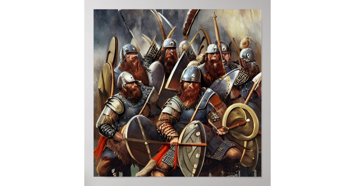 Vikings Charging Into Battle Poster | Zazzle