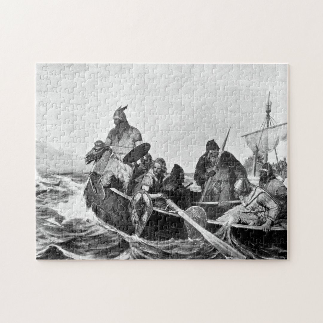 Vikings Landing in Iceland Illustration (1909) Jigsaw Puzzle | Zazzle