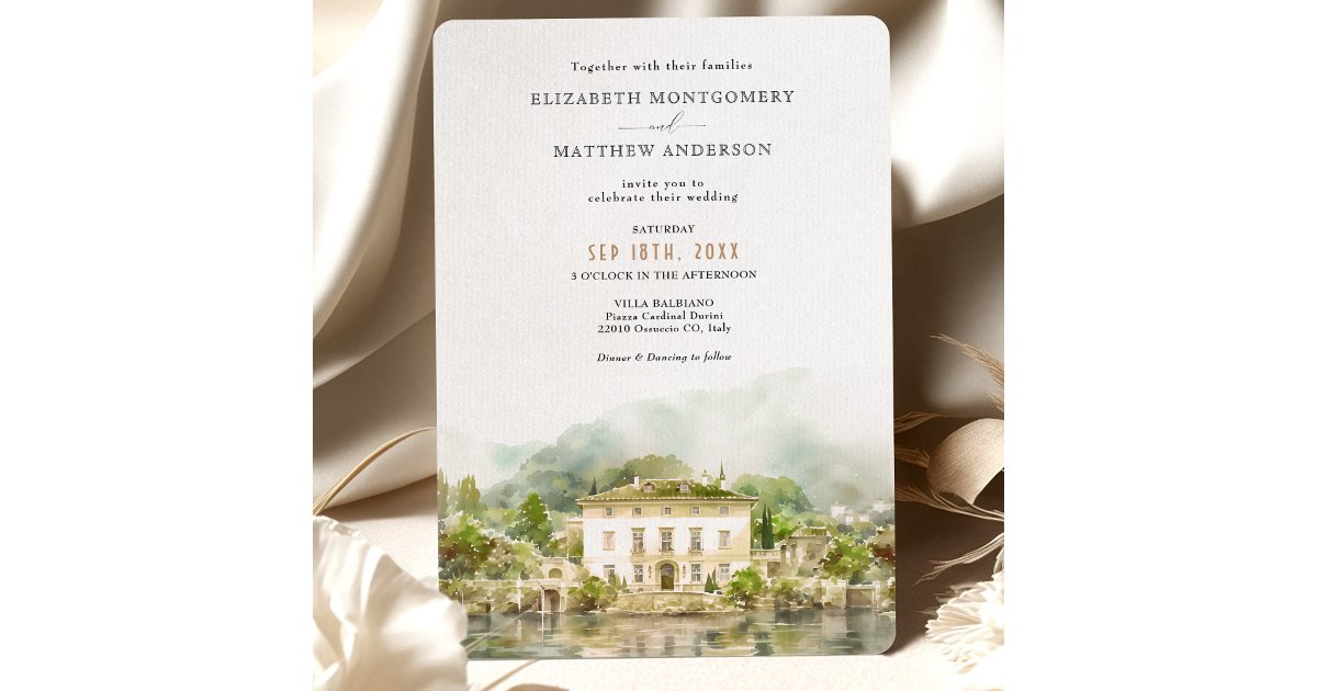 Villa Balbiano Lake Como Italy Wedding Invitation | Zazzle