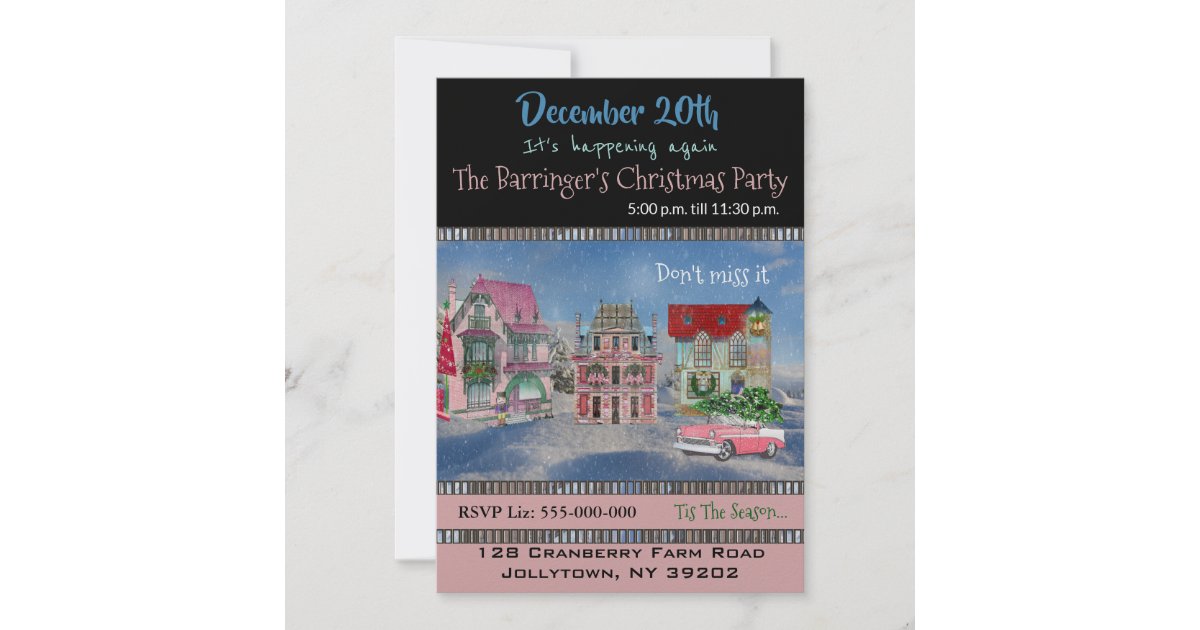 Village Get Together Christmas Party Invitation | Zazzle