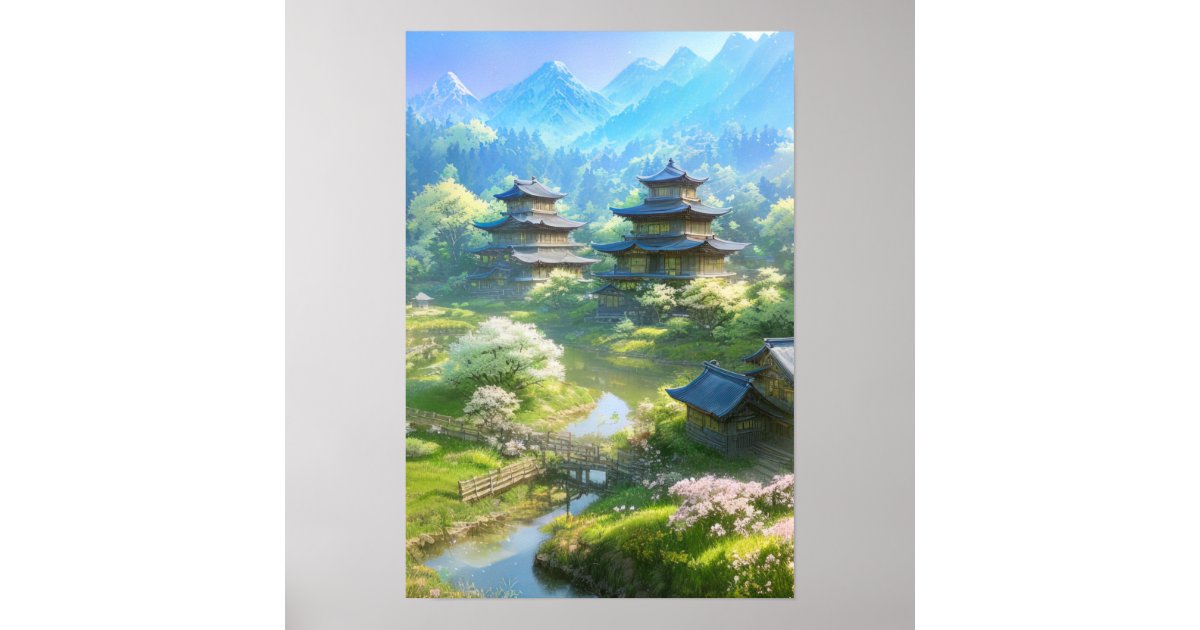 Village Surrounded by Nature Poster | Zazzle
