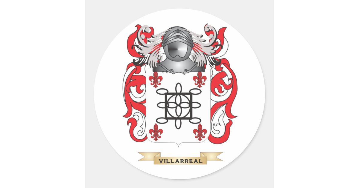Villarreal Family Crest (Coat of Arms) Classic Round Sticker | Zazzle