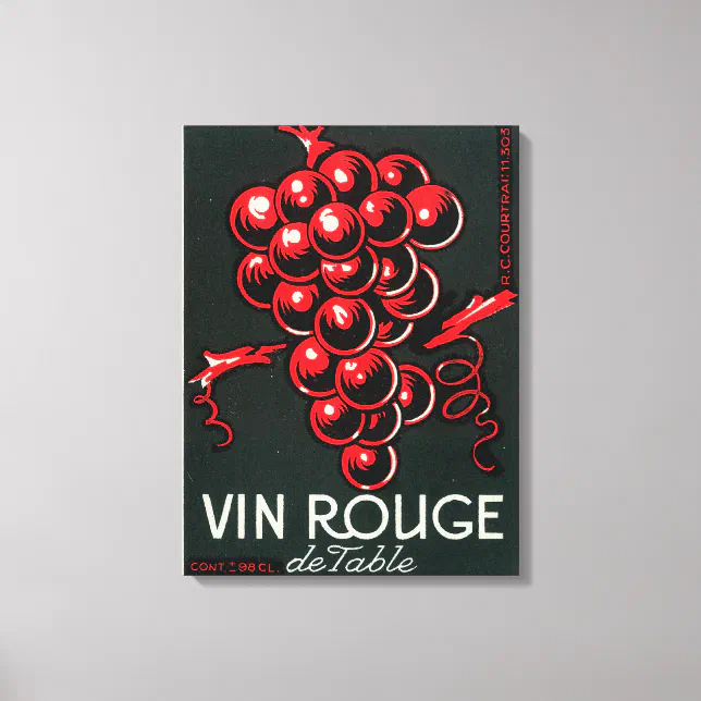 Vin Rouge De Table Wine LabelEurope Canvas Print | Zazzle