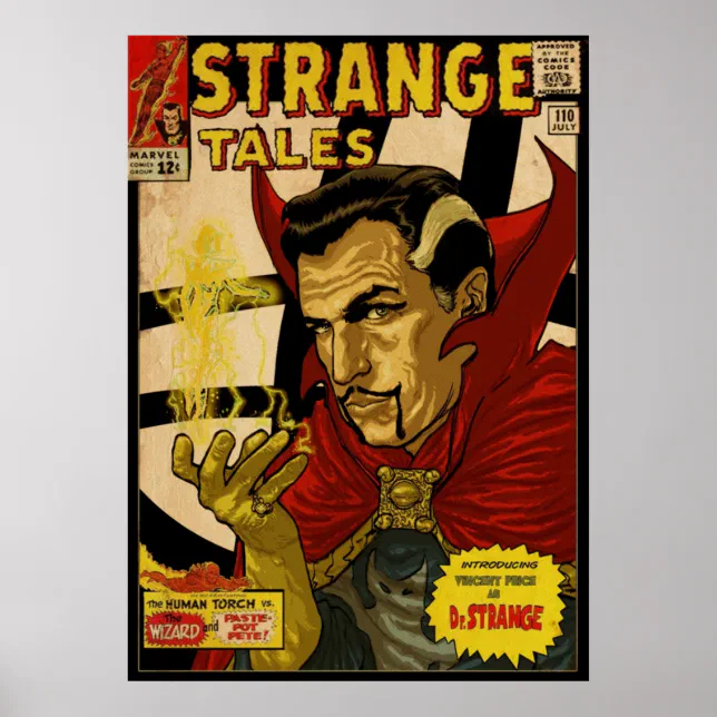 VINCENT PRICE AS DR STRANGE RETRO COMIC COVER POSTER | Zazzle