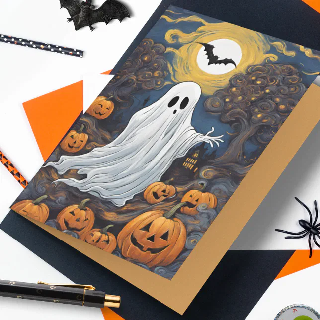Vincent van Ghost Halloween Card | Zazzle