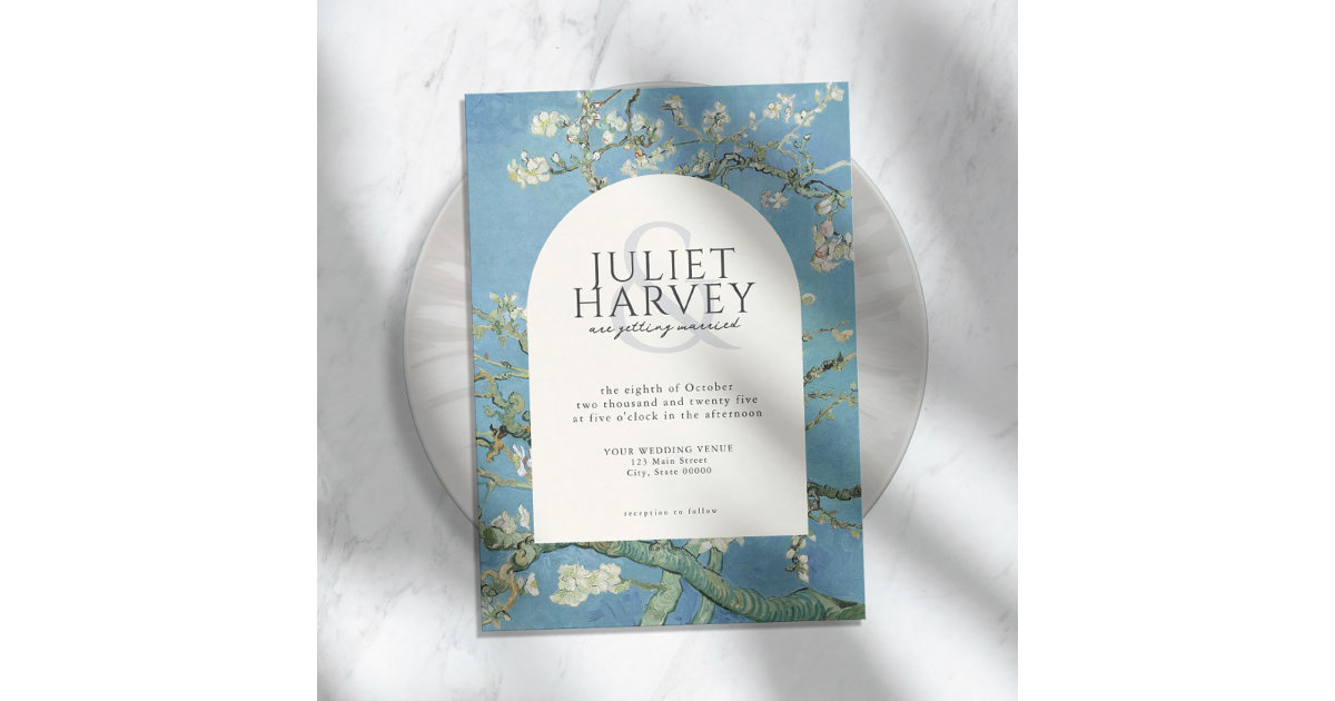 Vincent Van Gogh Almond Blossom Floral Wedding Invitation | Zazzle