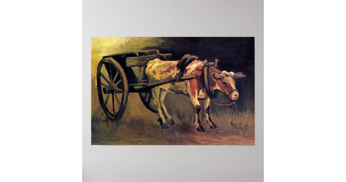 Vincent Van Gogh - Cart With Red And White Ox Poster | Zazzle