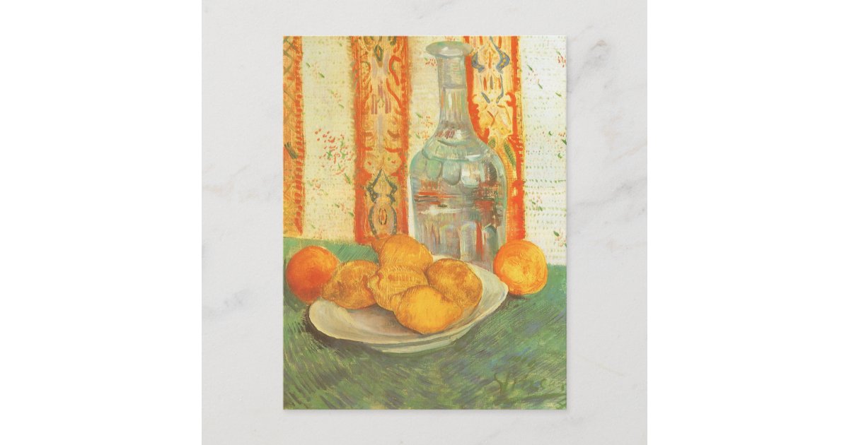 Vincent van Gogh - Decanter and Lemons on a Plate Postcard | Zazzle