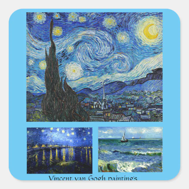 Vincent van Gogh famous paintings Square Sticker | Zazzle