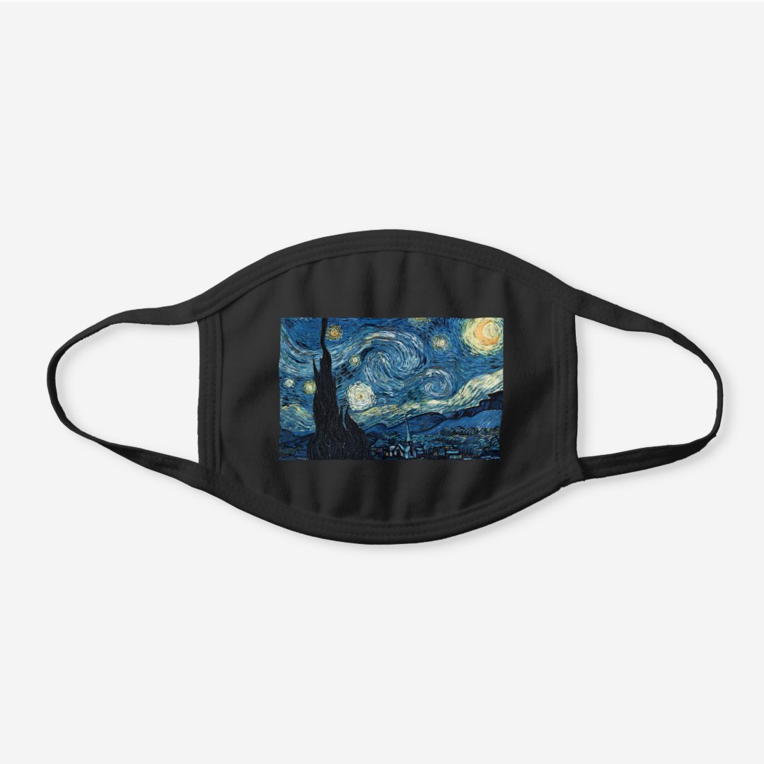 Vincent Van Gogh Fine Art Black Cotton Face Mask | Zazzle