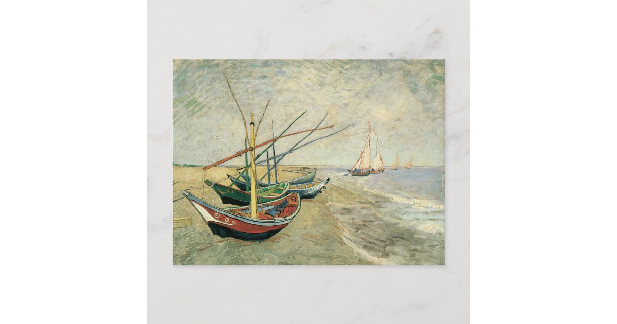 Vincent van Gogh - Fishing Boats on the Beach Postcard | Zazzle