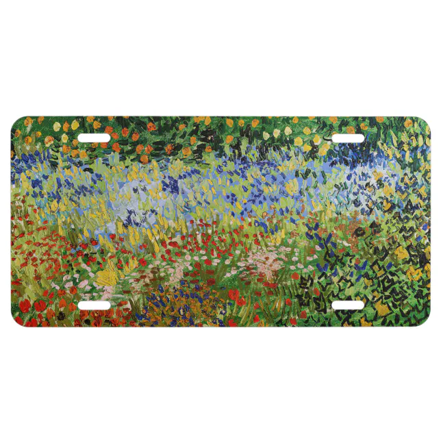 Vincent van Gogh - Flowering Garden License Plate | Zazzle
