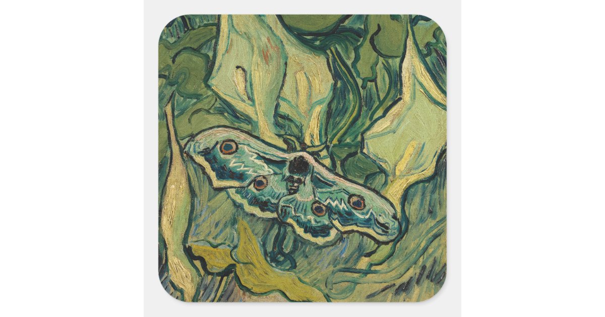 Vincent van Gogh - Giant Peacock Moth Square Sticker | Zazzle