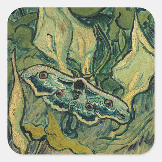 Vincent van Gogh - Giant Peacock Moth Square Sticker | Zazzle