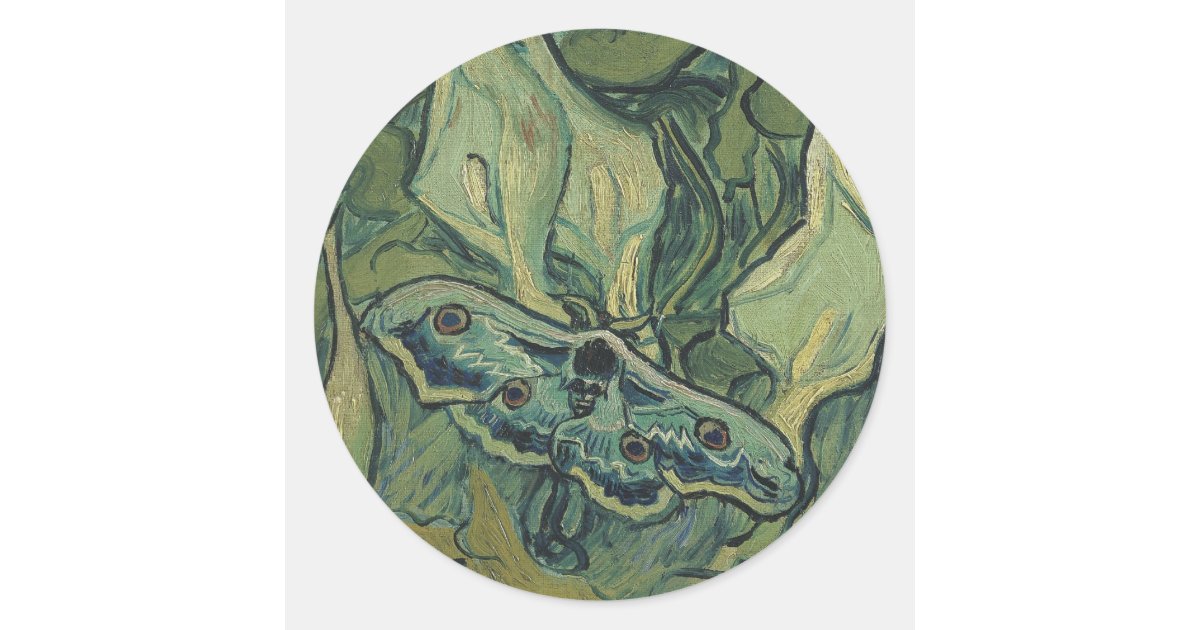 Vincent van Gogh - Great Peacock Moth Classic Round Sticker | Zazzle