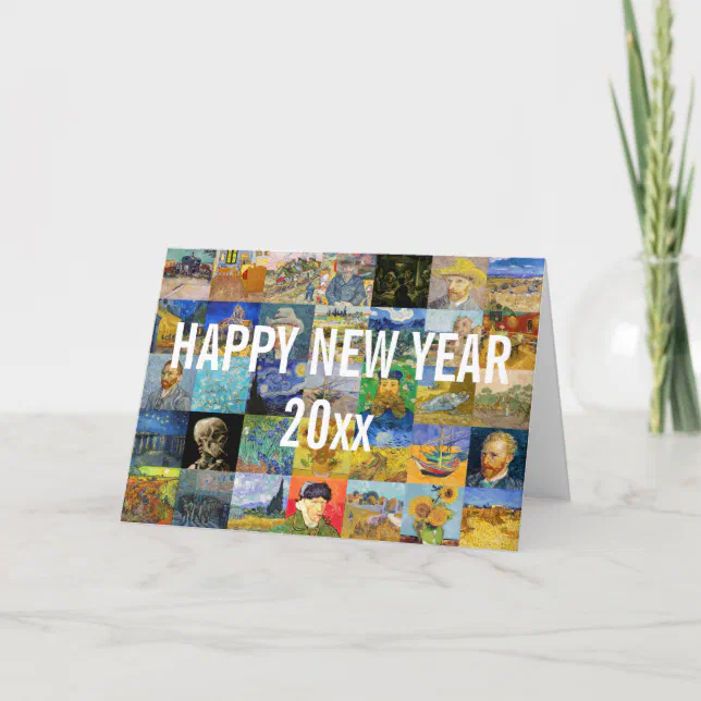 Vincent van Gogh - Happy New Year Patchwork Holiday Card | Zazzle