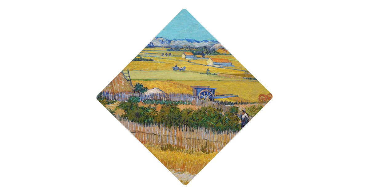 Vincent van Gogh - Harvest at La Crau Graduation Cap Topper | Zazzle