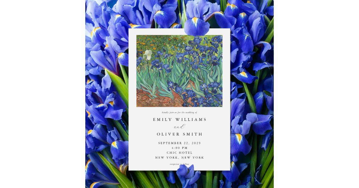 Vincent Van Gogh Irises Floral Wedding Invitation | Zazzle