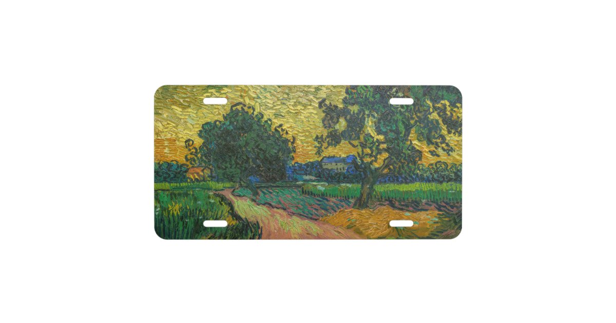 Vincent van Gogh - Landscape at Twilight License Plate | Zazzle