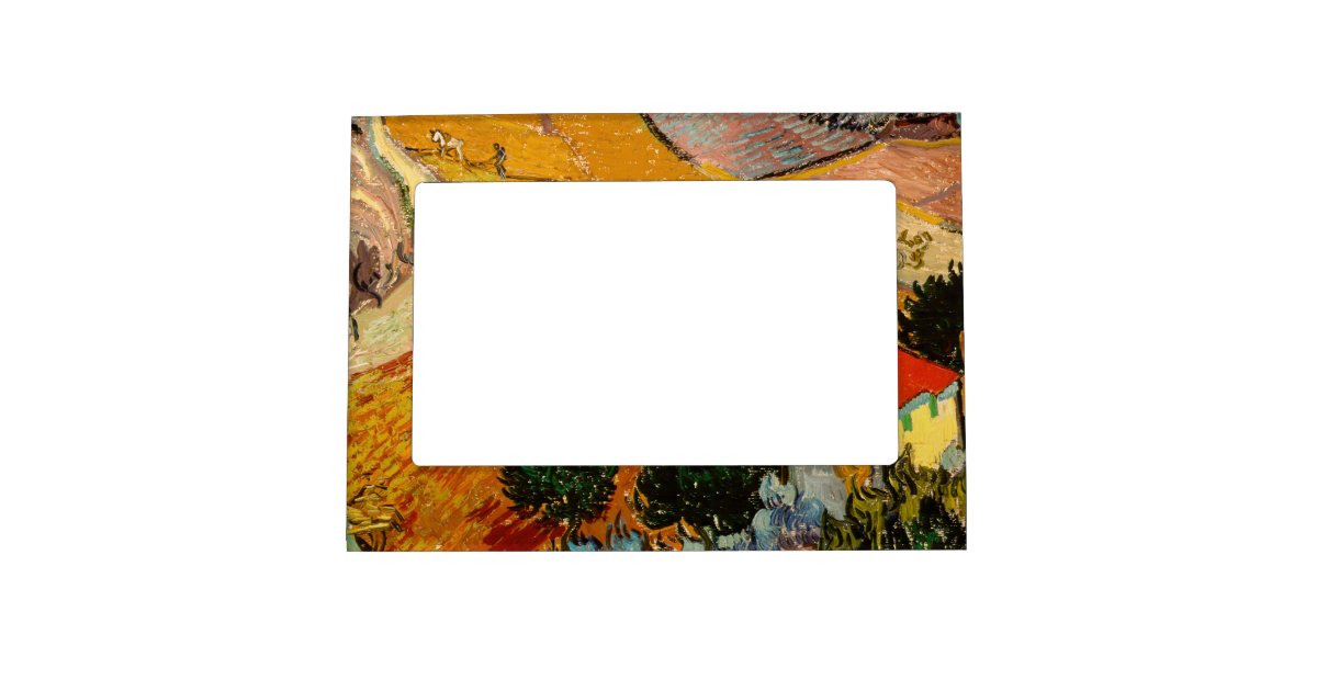 Vincent van Gogh - Landscape, House and Ploughman Magnetic Frame | Zazzle