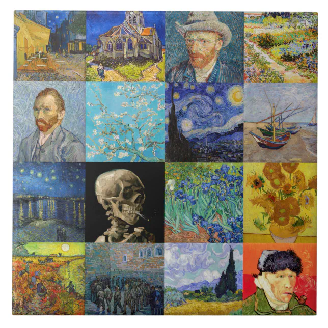 Vincent van Gogh - Masterpieces Mosaic Patchwork Ceramic Tile | Zazzle