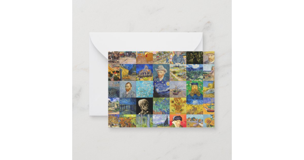 Vincent van Gogh - Masterpieces Mosaic Patchwork Note Card | Zazzle