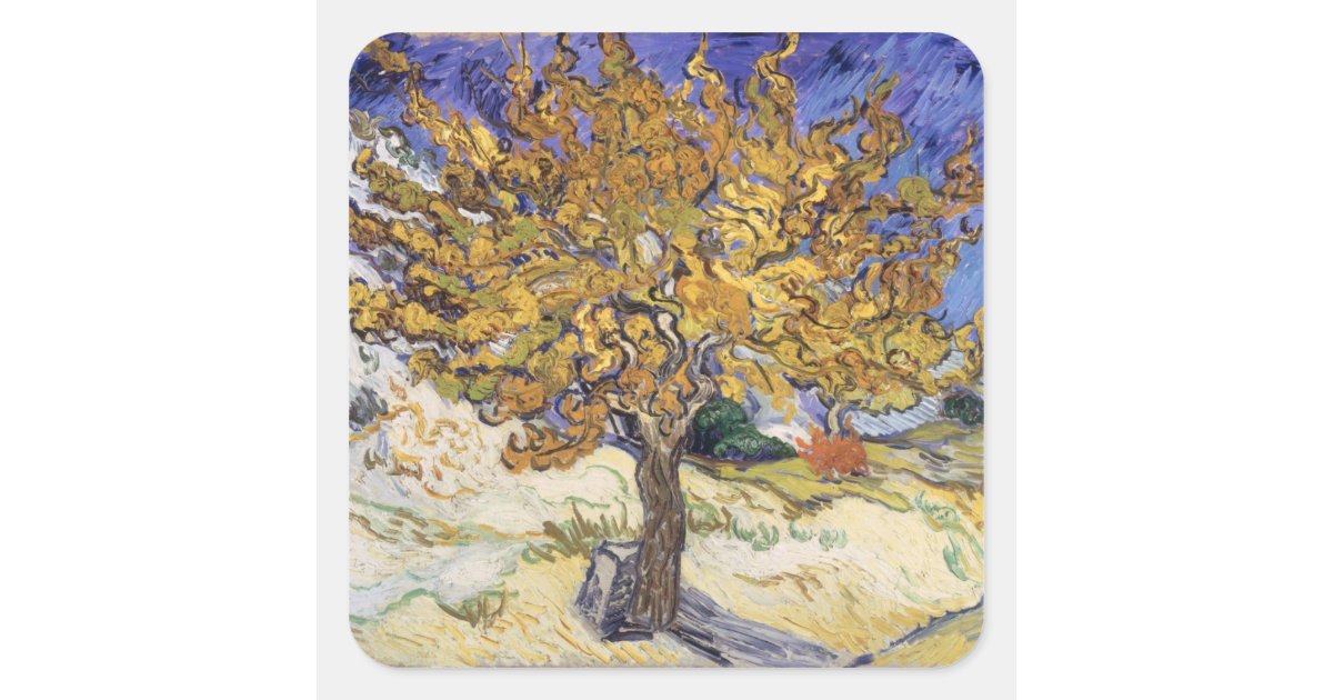 Vincent van Gogh | Mulberry Tree, 1889 Square Sticker | Zazzle