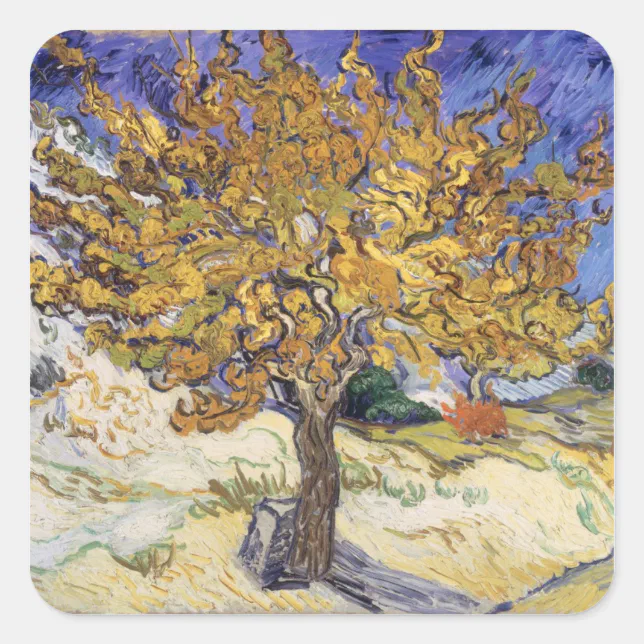 Vincent van Gogh | Mulberry Tree, 1889 Square Sticker | Zazzle