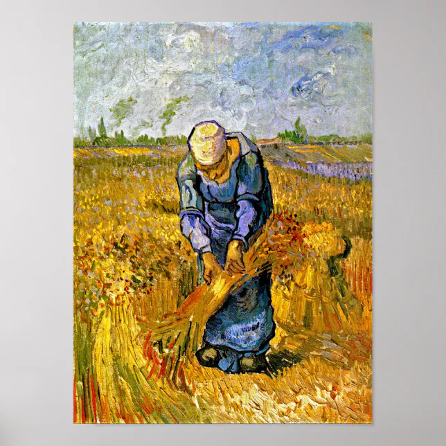 Vincent Van Gogh - Peasant Woman Binding Sheaves Poster | Zazzle