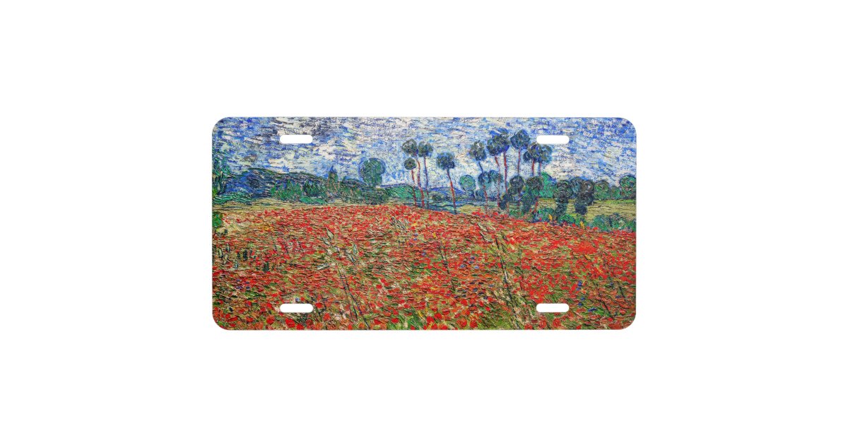 Vincent van Gogh - Poppy Field License Plate | Zazzle