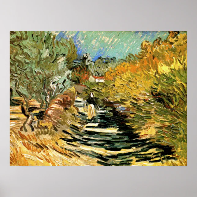 Vincent van Gogh Road at Saint-Remy, Female Figure Poster | Zazzle