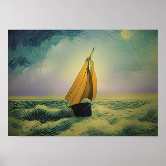 Vincent Van Gogh Sailor Boat in the Ocean Poster | Zazzle