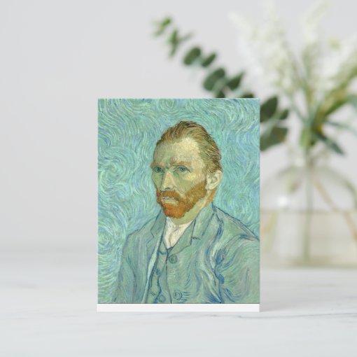 Vincent Van Gogh Self Portrait Blue Background Postcard | Zazzle
