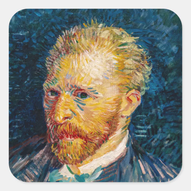 Vincent Van Gogh - Self-Portrait Square Sticker | Zazzle