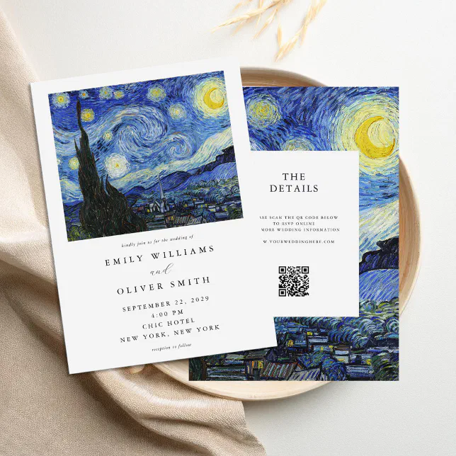 Vincent Van Gogh Starry Night All in One Wedding Invitation | Zazzle