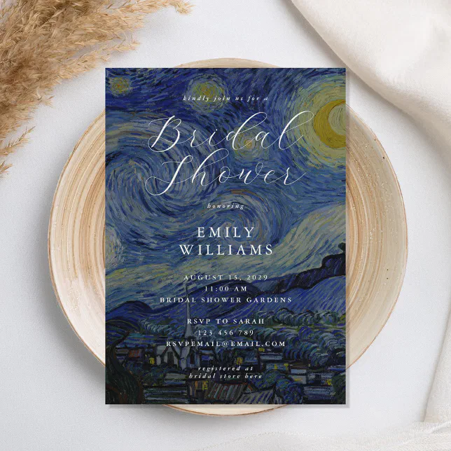 Vincent Van Gogh Starry Night Bridal Shower Invitation | Zazzle