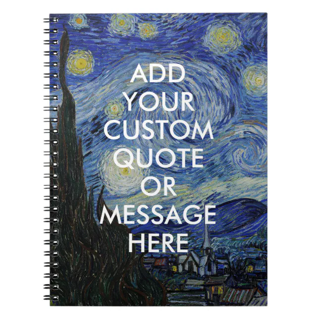 Vincent Van Gogh Starry Night Custom Quote Notebook | Zazzle