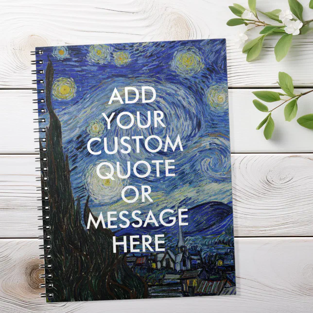 Vincent Van Gogh Starry Night Custom Quote Notebook | Zazzle