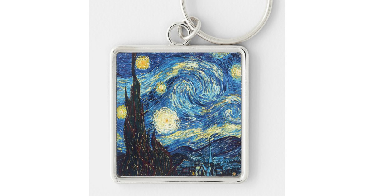 Vincent Van Gogh - Starry Night Keychain | Zazzle