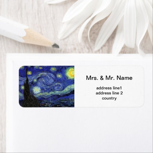 Vincent van Gogh, Starry Night Label | Zazzle