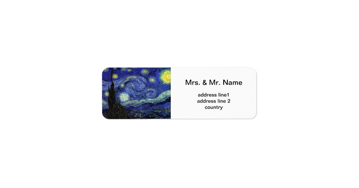 Vincent van Gogh, Starry Night Label | Zazzle