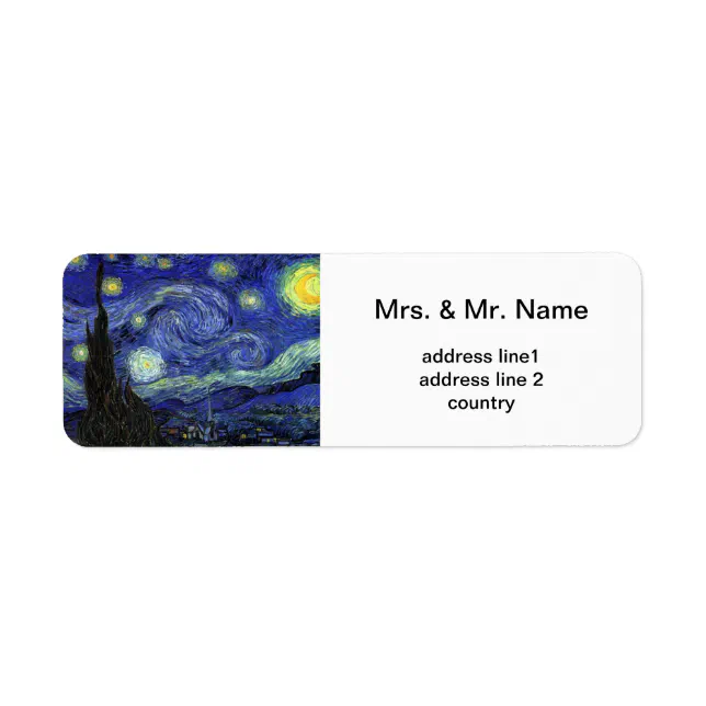 Vincent van Gogh, Starry Night Label | Zazzle