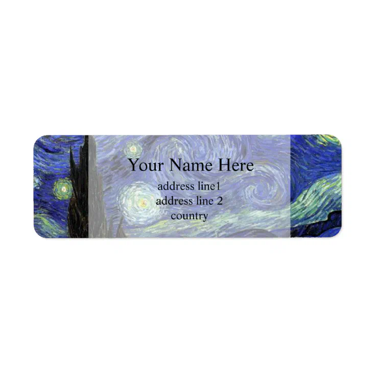 Vincent van Gogh,Starry Night Label | Zazzle