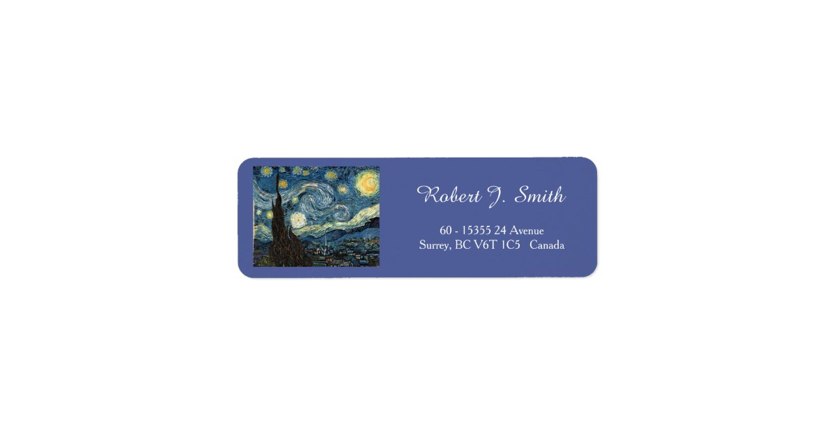 Vincent van Gogh, Starry Night Label | Zazzle