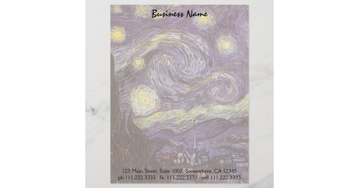 Vincent van Gogh - Starry Night Letterhead | Zazzle