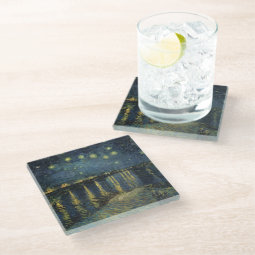 Vincent van Gogh | Starry Night Over the Rhone Glass Coaster | Zazzle